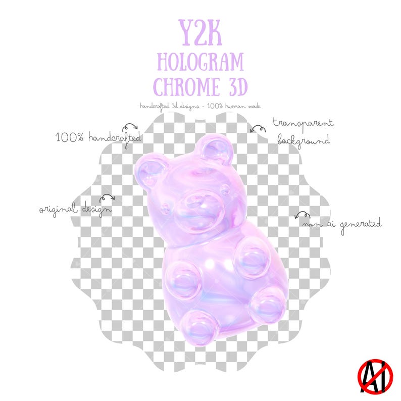 Y2K Holographic Chrome 3D Clipart, 3D Y2K Chrome,cute Aesthetic Icons ...