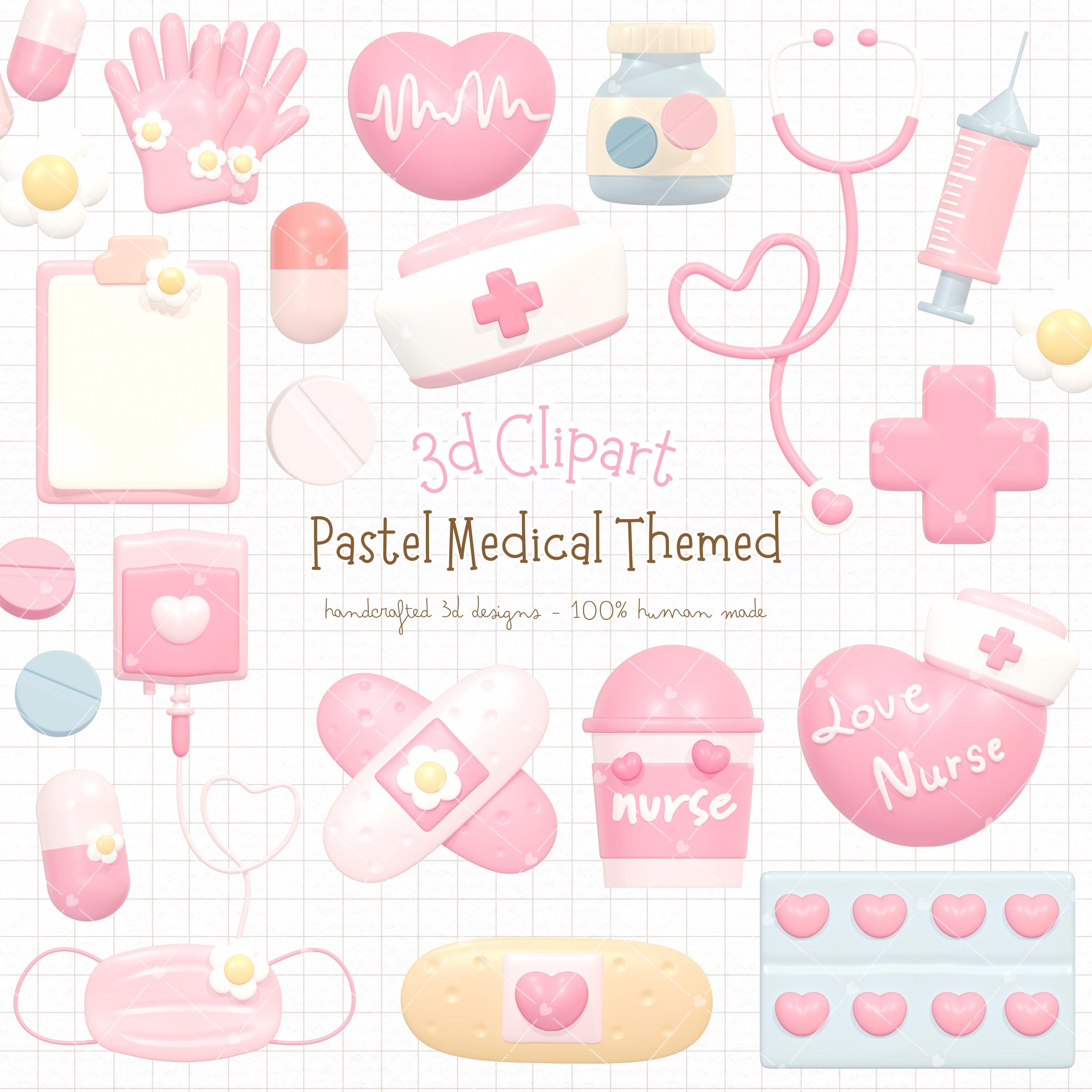 Pastel Medical 3D Clipart – Nurse & Healthcare Icons, Cute Pastel ...