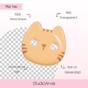 3D Kawaii Button PNG Bundle | Cute Heart Bear Cat Flower Buttons ...