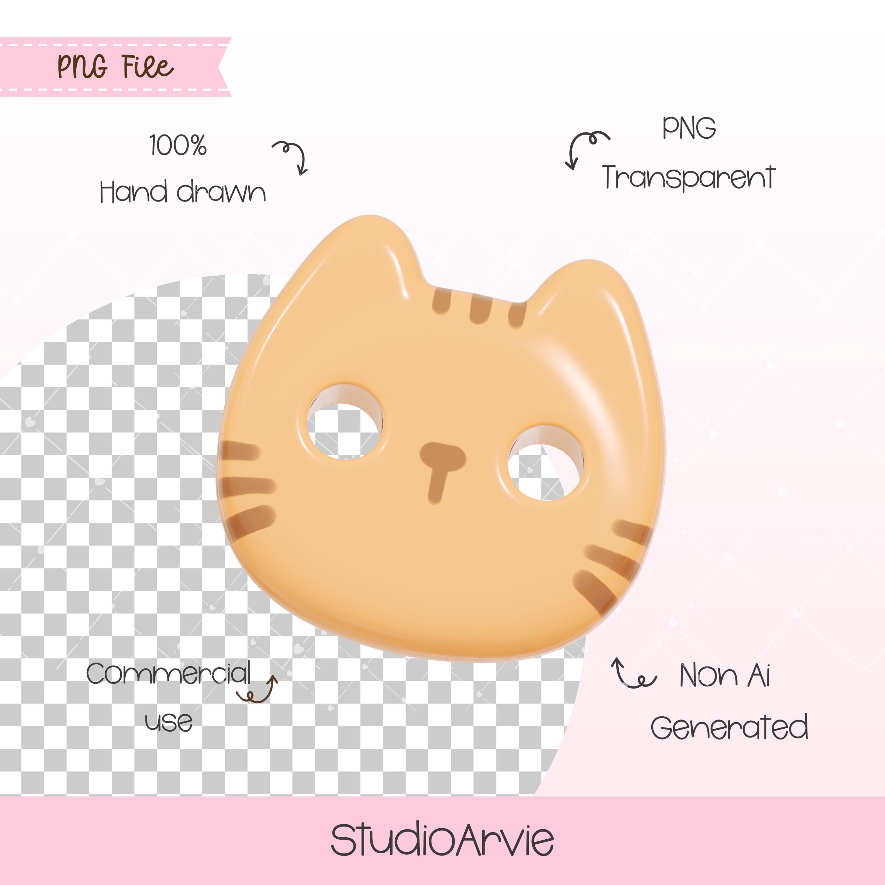 3D Kawaii Button PNG Bundle | Cute Heart Bear Cat Flower Buttons ...