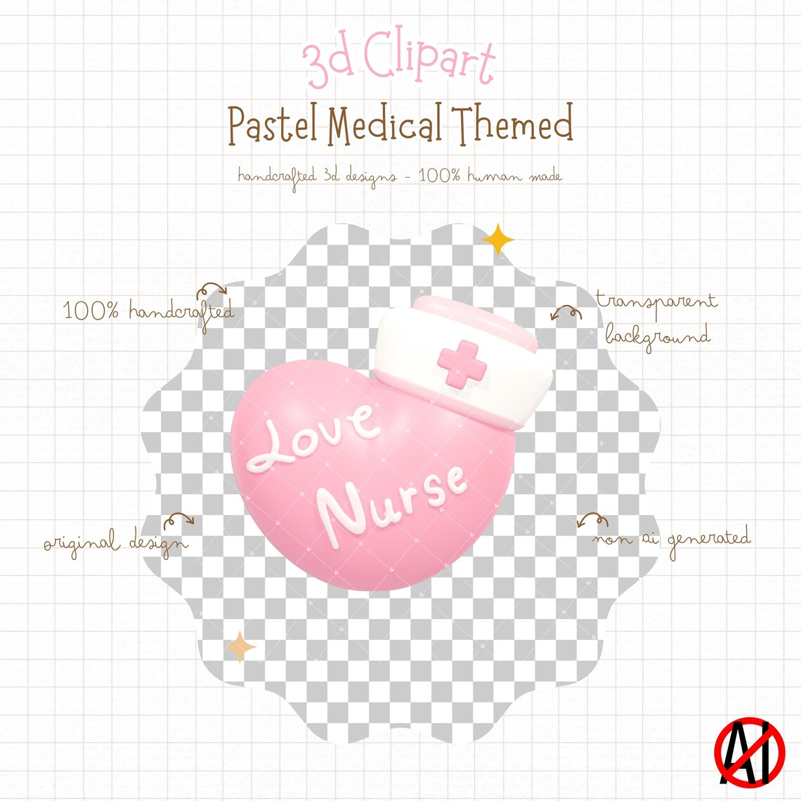 Pastel Medical 3D Clipart – Nurse & Healthcare Icons, Cute Pastel ...
