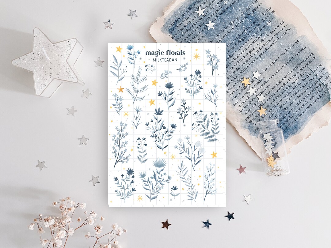 Stickersheet Magic Florals, Floral Illustration Stickers, Stickersheet ...