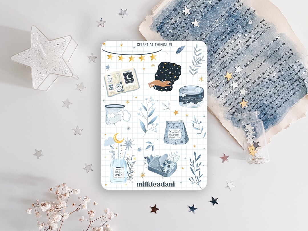 Stickersheet Celestial Things 1 , Moon Stars Stickers, Magical ...
