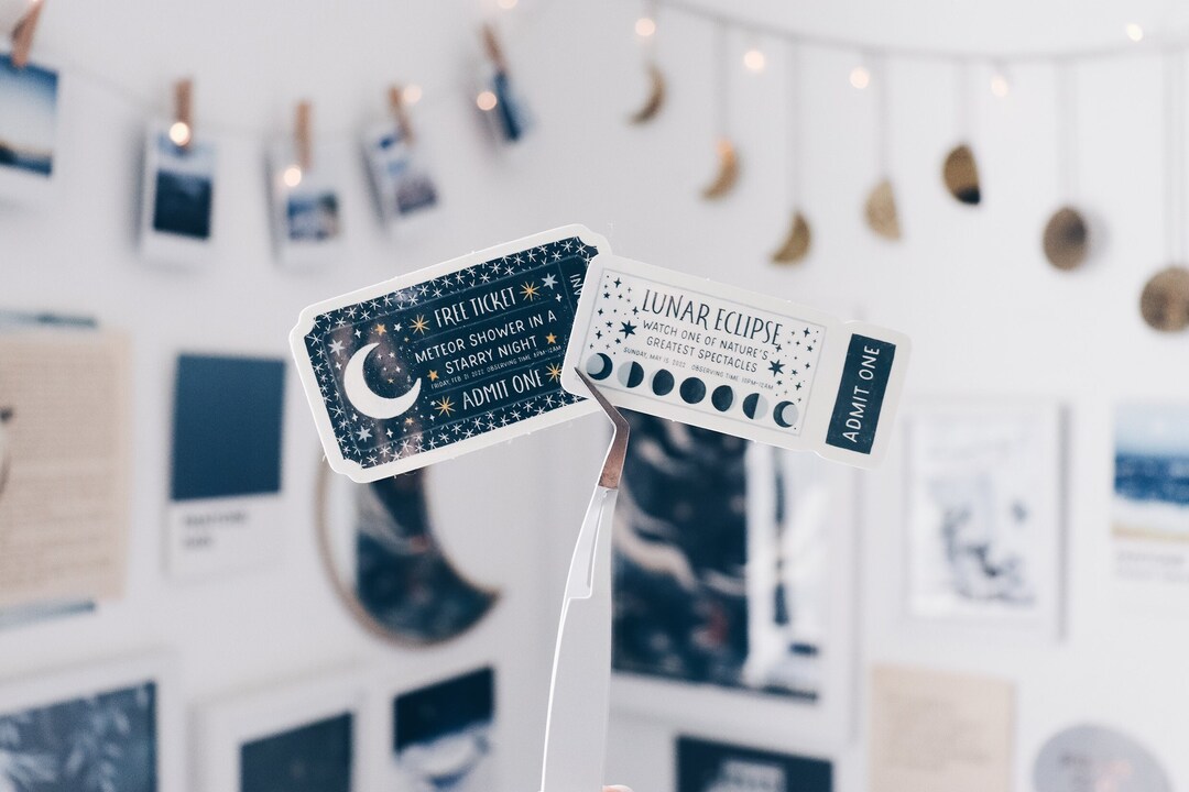 Sticker Set Moon and Stars Ticket Stickers, Moon Phases, Mini Stickers ...