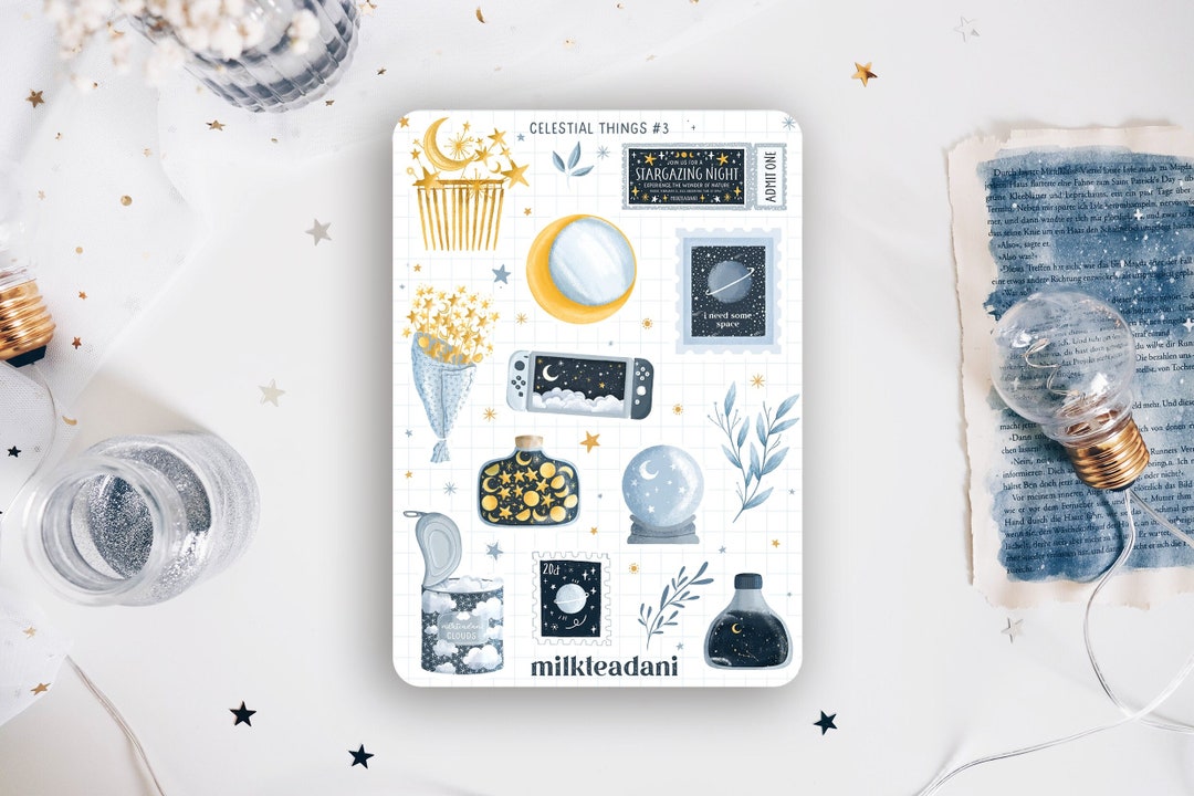 Stickersheet Celestial Things 3, Moon Stars Design, Magical ...