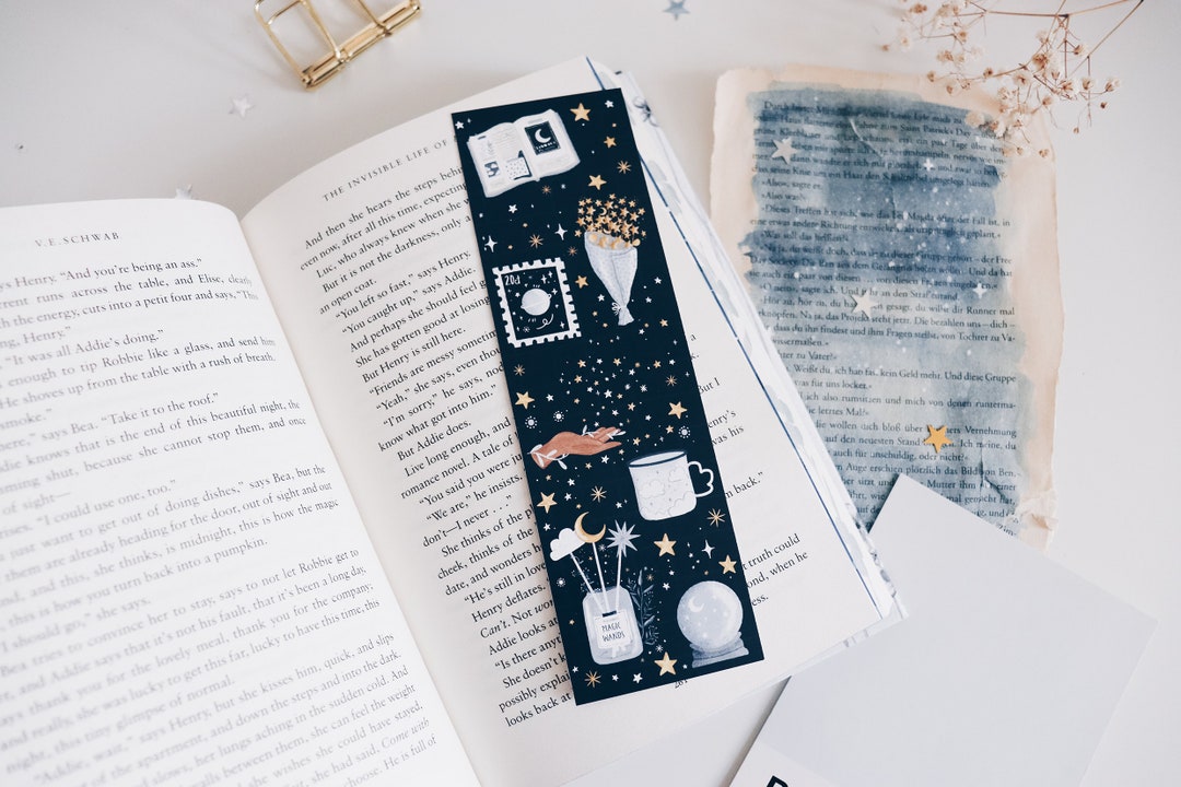 Celestial Bookmark, Moon and Stars Bookmark, Blue Bookmark, Astrology ...