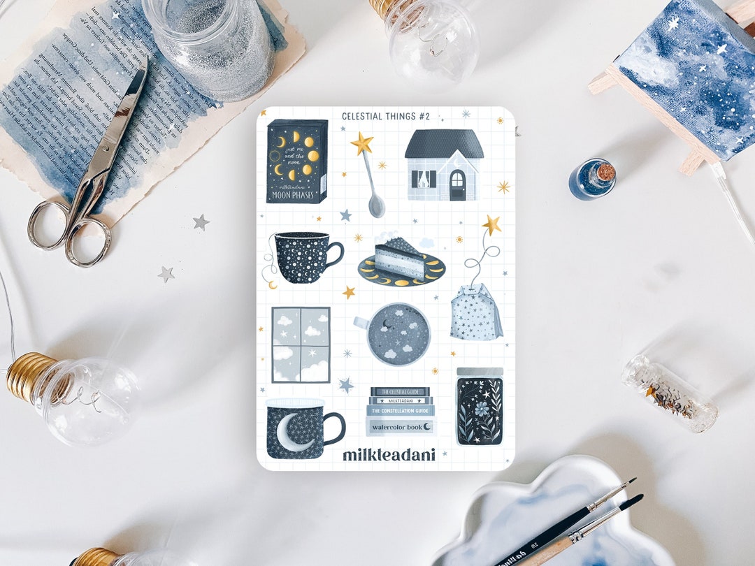 Stickersheet Celestial Cozy Things, Moon Stars Cozy Design, Magical ...