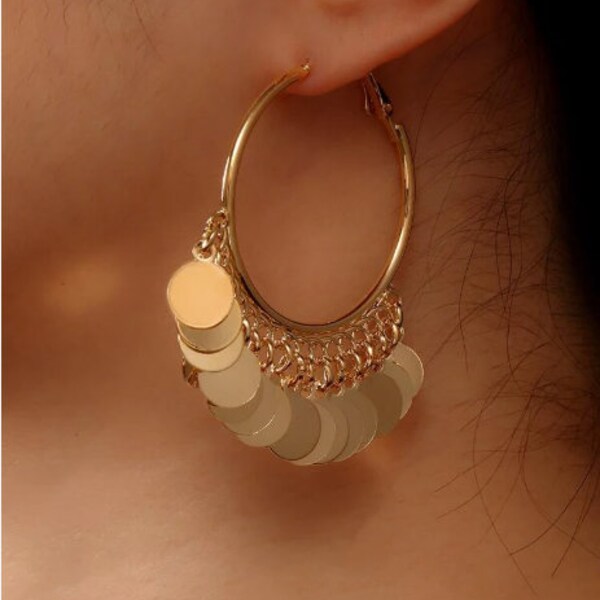 Gold Disc Earrings - Etsy