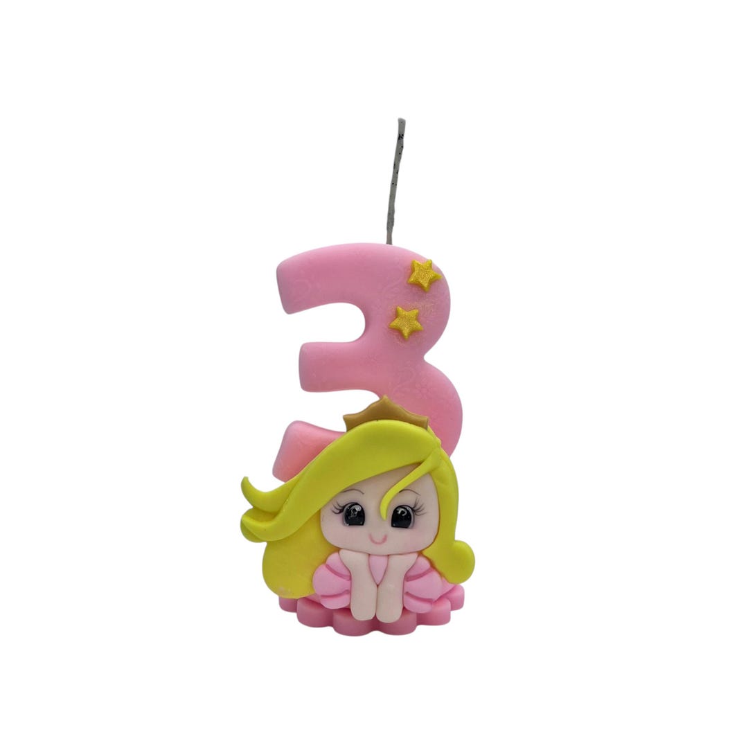 Princess Birthday Candle – Handmade Number Candle for Girls – Pink Cake ...