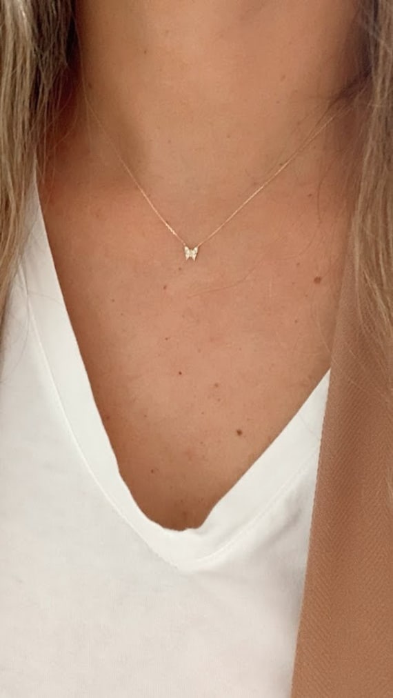 Petite butterfly necklace store