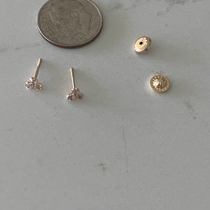 Trinity Stud Earrings in 14K Gold | Three Stones Minimalist Earrings | Flower Tiny Stud Earrings ...