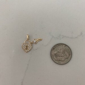 14K Solid Gold Heart & Key Pendant | Heart Key Charm | Love Pendant ...
