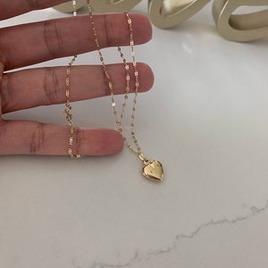 14k Solid Gold Heart Necklace for Women | Puffed Heart Pendant Necklace ...