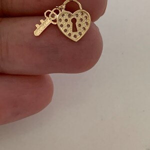 14K Solid Gold Heart & Key Pendant | Heart Key Charm | Love Pendant ...