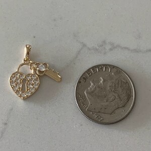 14K Solid Gold Heart & Key Pendant | Heart Key Charm | Love Pendant ...