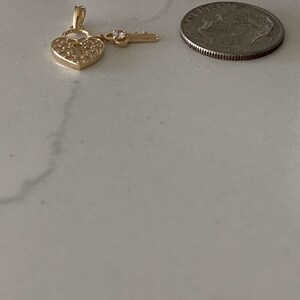 14K Solid Gold Heart & Key Pendant | Heart Key Charm | Love Pendant ...