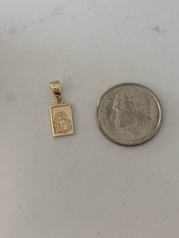 14K Solid Gold Scapular Pendant Yellow Gold Scapular - Etsy