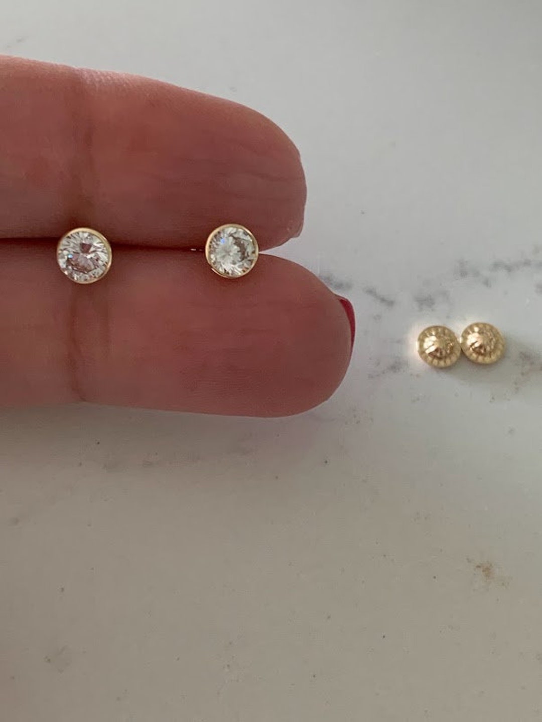 5MM Round CZ Prong Studs, Screw Back Studs, Circle Studs, Bezel Studs ...