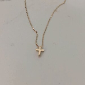 14K Gold Tiny Cross Necklace, Religious Jewelry Gift, Women's Christian ...