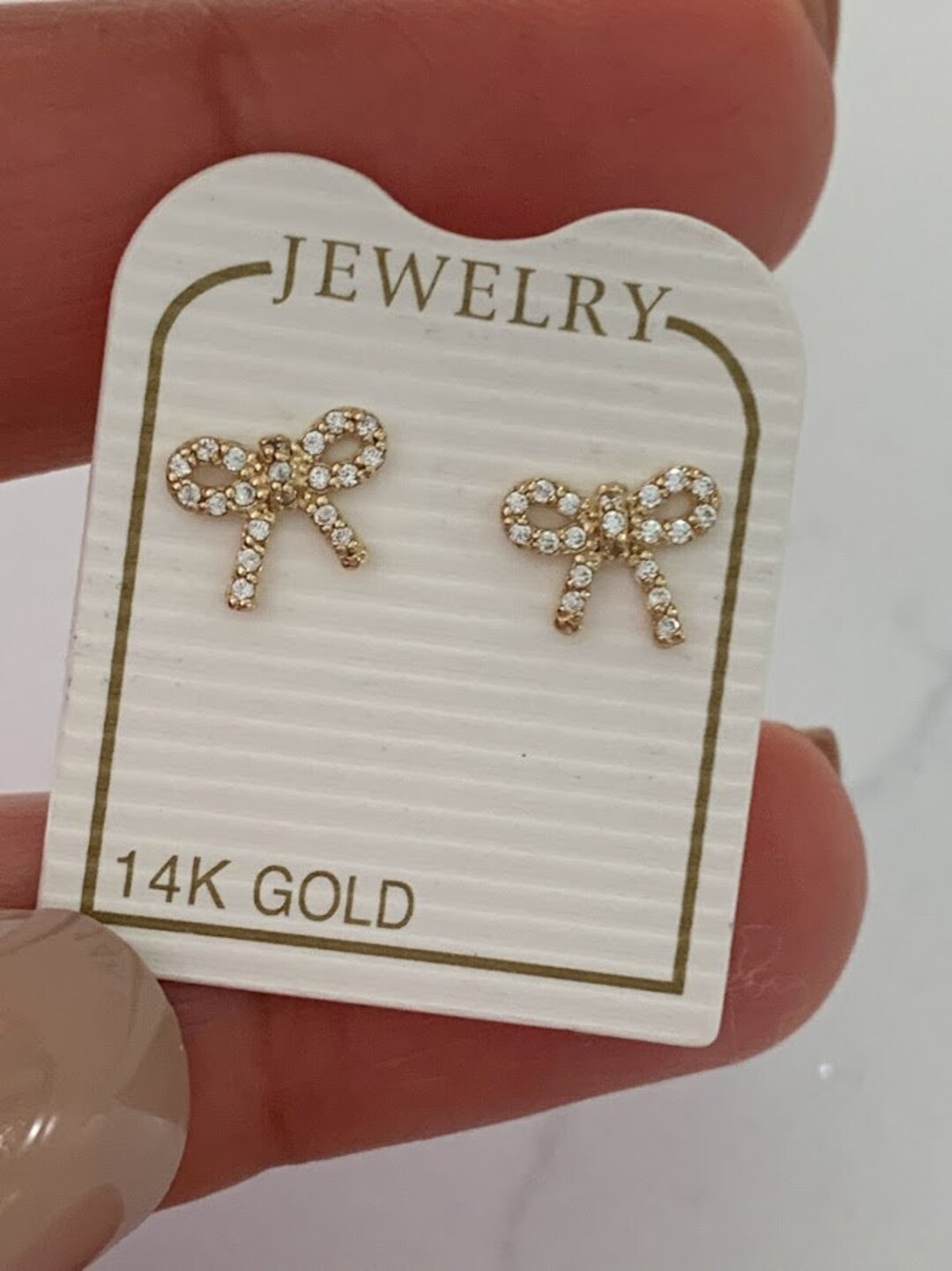 14K Solid Gold Bow Earrings, Screw Backs, Solid Gold, Gold Bow Earrings ...