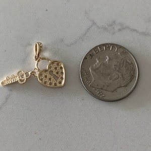 14K Solid Gold Heart & Key Pendant | Heart Key Charm | Love Pendant ...