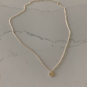 14K Gold Hanging Heart Necklace | 6MM Heart Gold Chain | Dainty ...