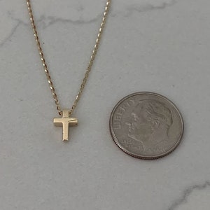 14K Gold Tiny Cross Necklace, Religious Jewelry Gift, Women's Christian ...