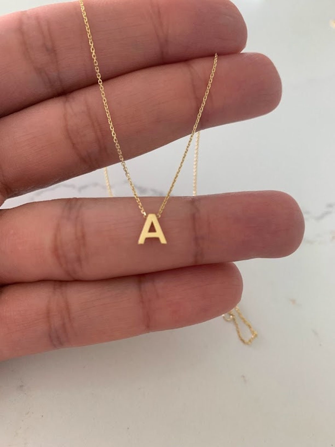 6.5MM 14K Gold Initial Necklace | Personalized Jewelry | Letter ...