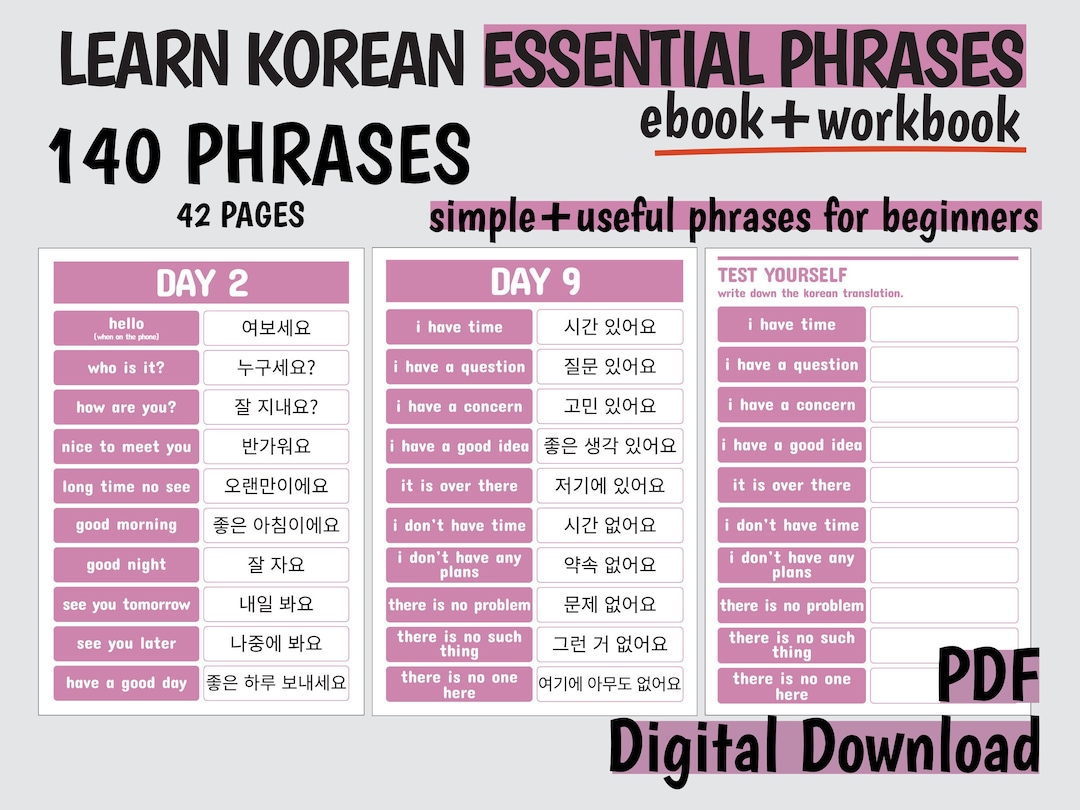 KOREAN Learn Korean 140 Essential BASIC PHRASES & Expressions, Beginner ...