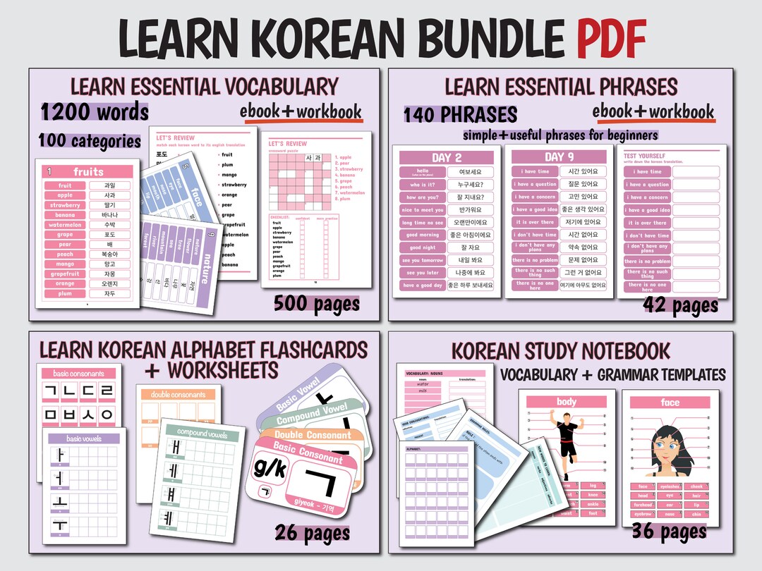 KOREAN Learn Korean ULTIMATE BUNDLE Korean Vocabulary - Etsy