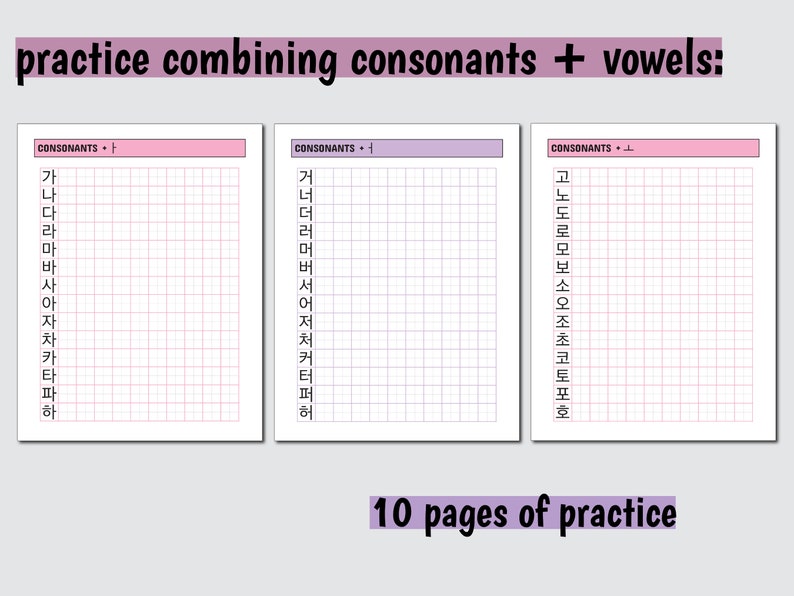 KOREAN Learn Korean Alphabet BUNDLE, Korean Hangul Alphabet, 150 Korean ...