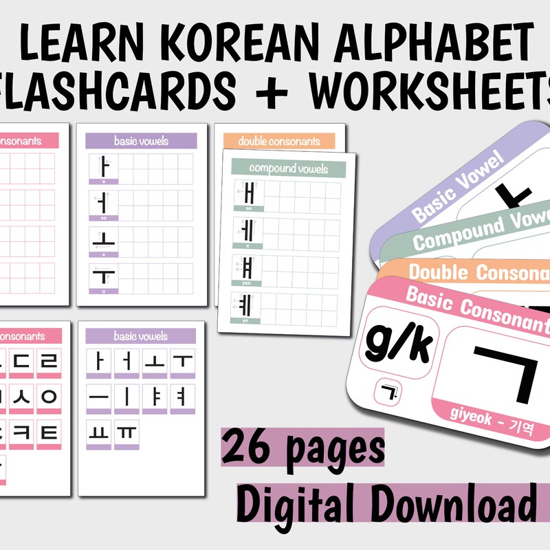Korean Flashcards - Etsy