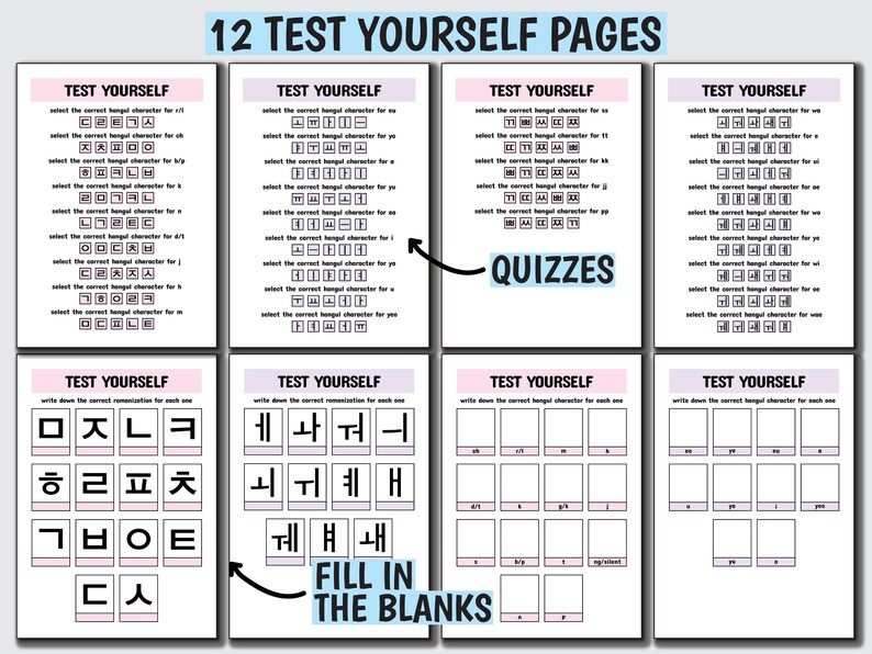 Learn Korean Alphabet Bundle 4-in-1 Digital PDF Set, Hangul Workbook ...