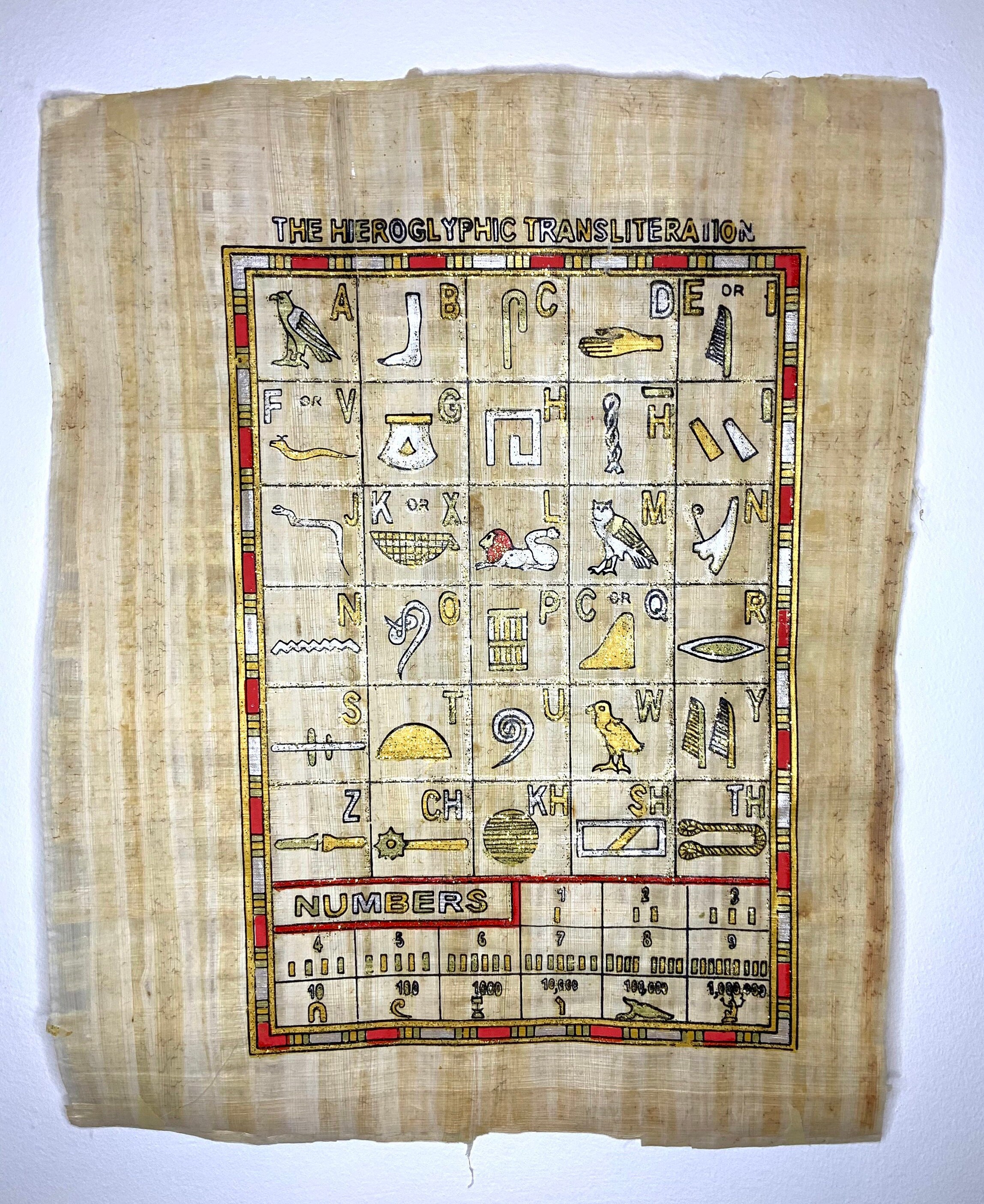 Authentic Egyptian papyrus painting Hieroglyphic translation | Etsy