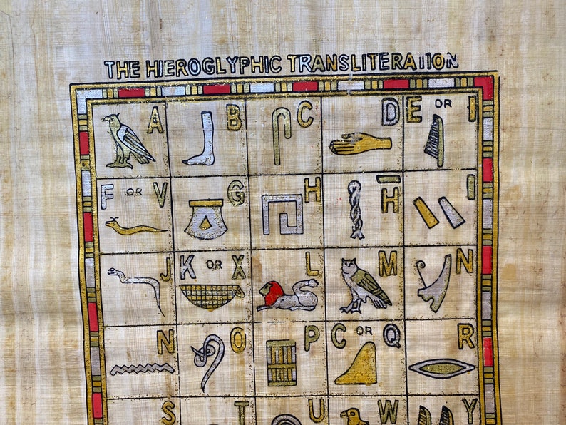 Authentic Egyptian Papyrus Painting Hieroglyphic Translation - Etsy UK