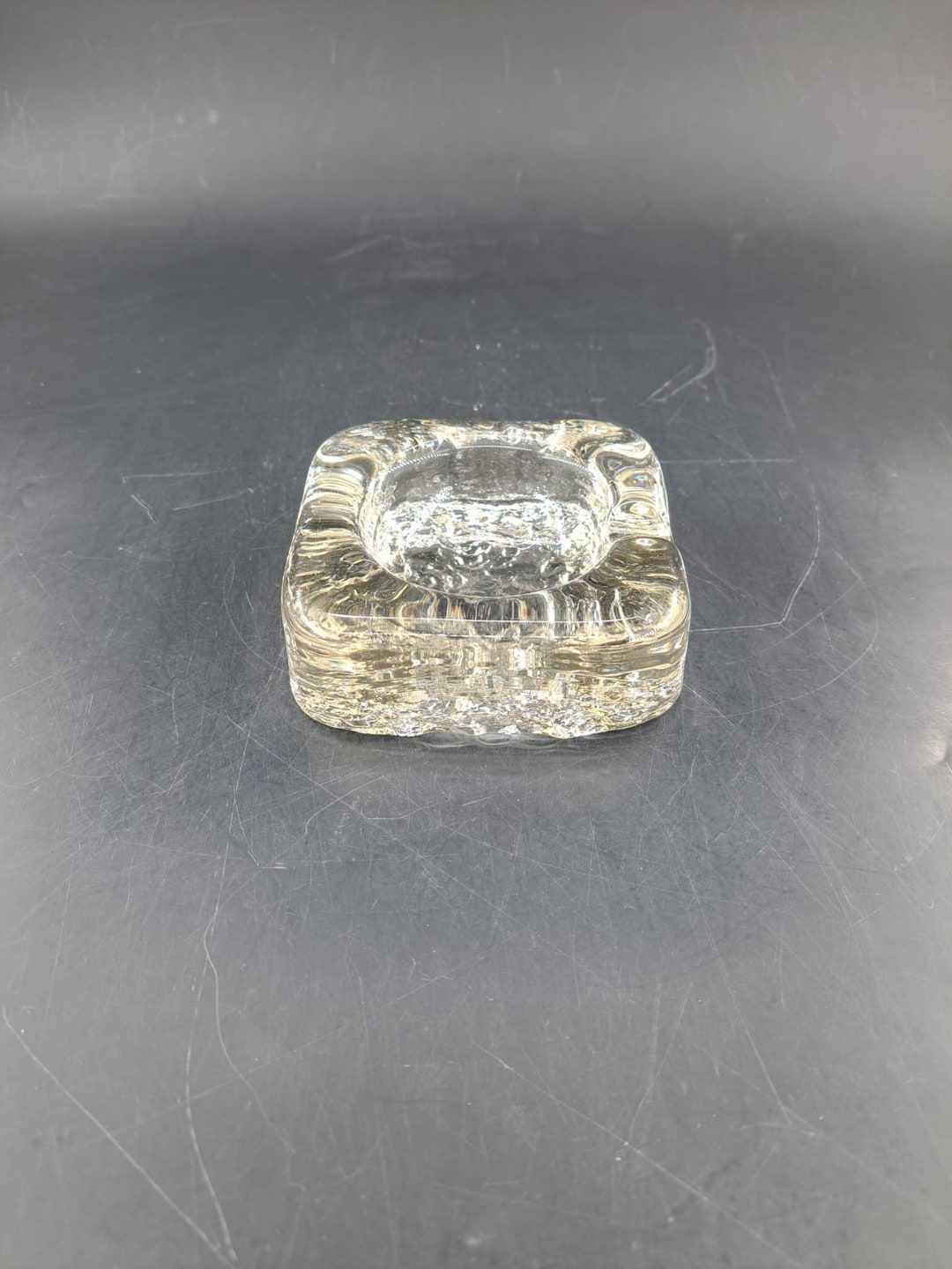 Vintage Crystal Ice Textured Glass Ashtray - Etsy