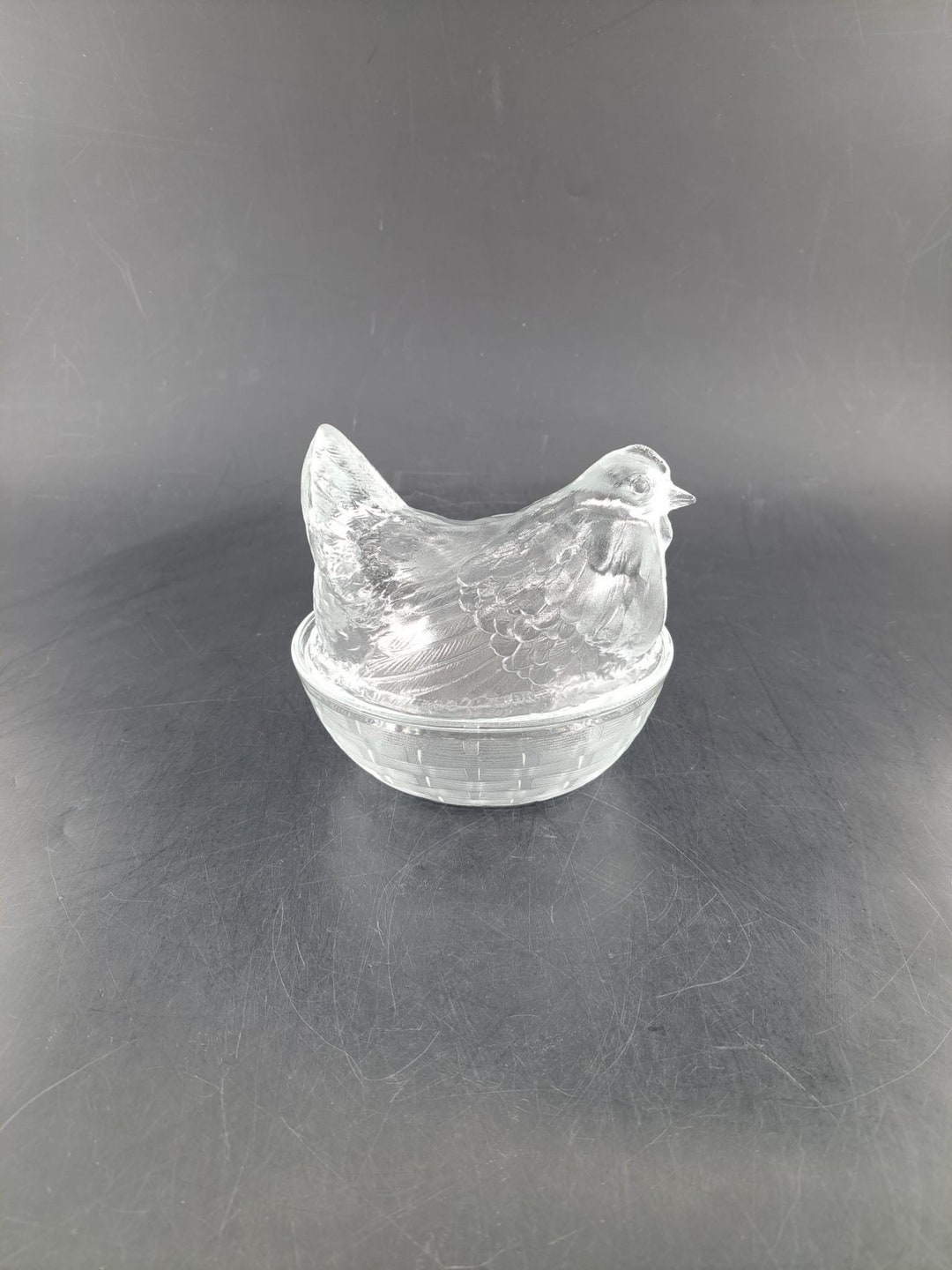 Vintage Clear Glass Mini Hen on Nest - Etsy