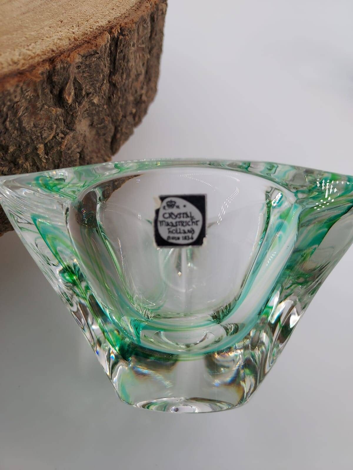 Set Of Two Glass Blue And Green Bowls Made By Crystal Etsy