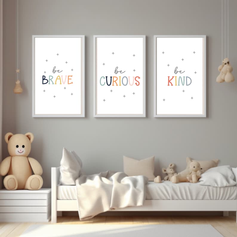 Inspirational Kids Room Printable Wall Art Set of 6 Be Brave, Be Kind ...