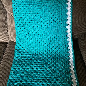Crocheted Turquoise Baby Blanket, Crochetsforsweetpea - Etsy