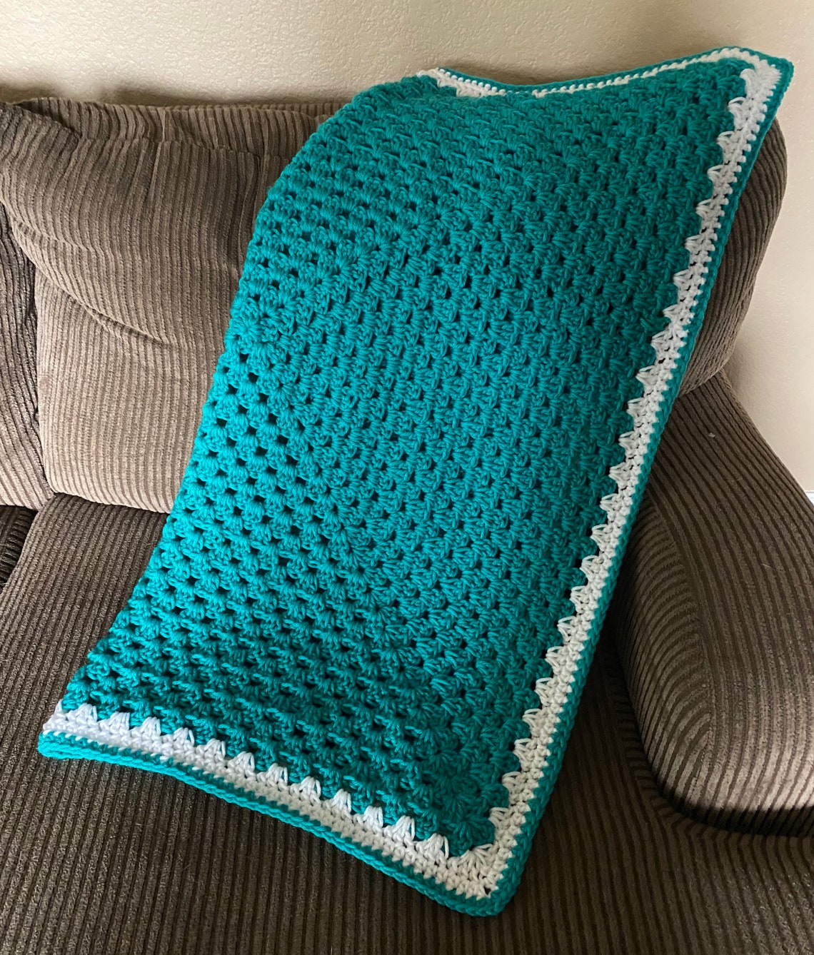 Crocheted Turquoise Baby Blanket, Crochetsforsweetpea - Etsy