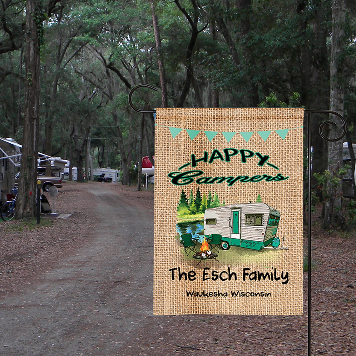 Personalized Camping Flag Rustic Camper Flag Rustic Camping | Etsy