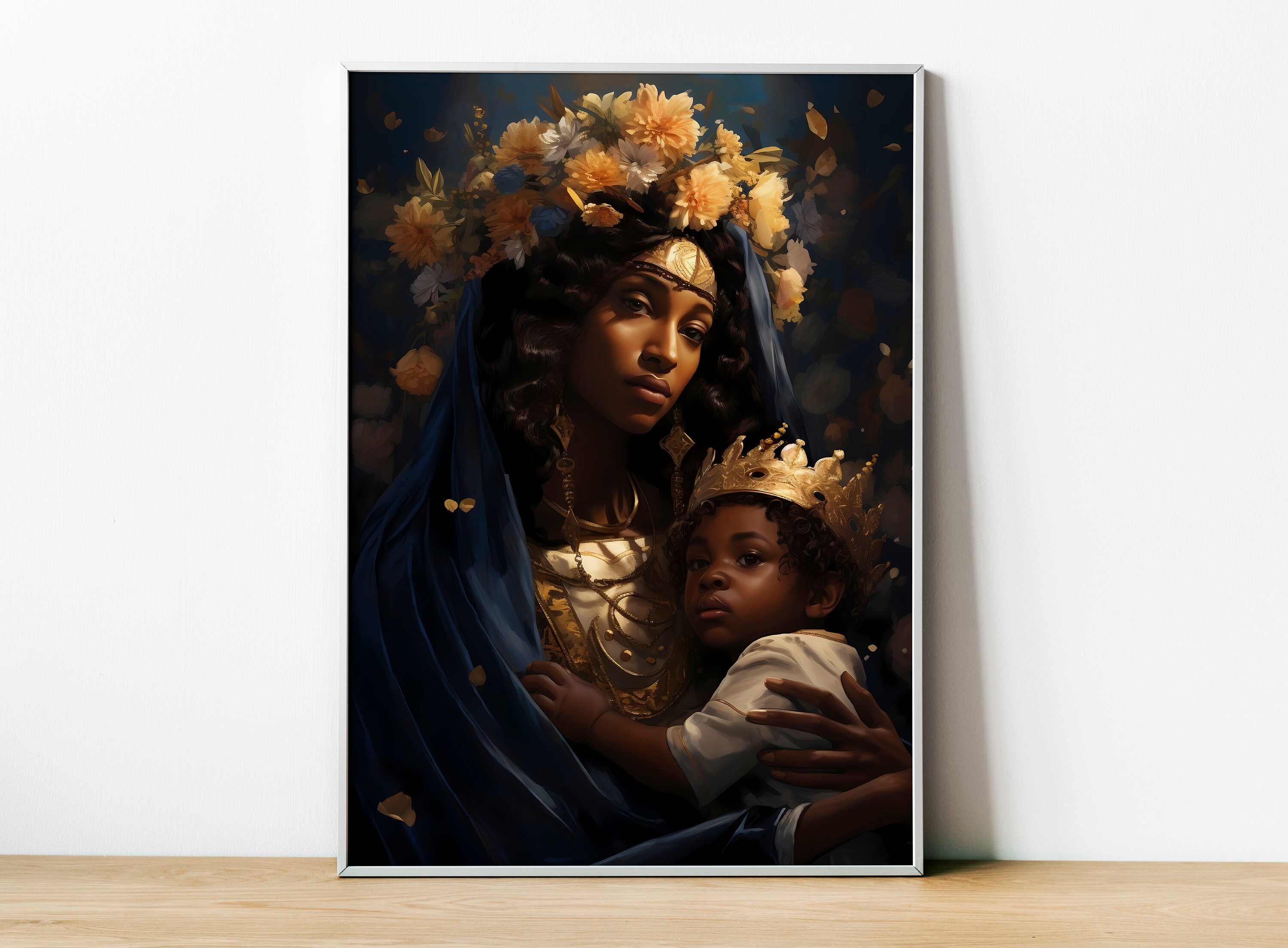 African American Virgin Mary Poster, Black Virgin Mary Wall Art, Black ...