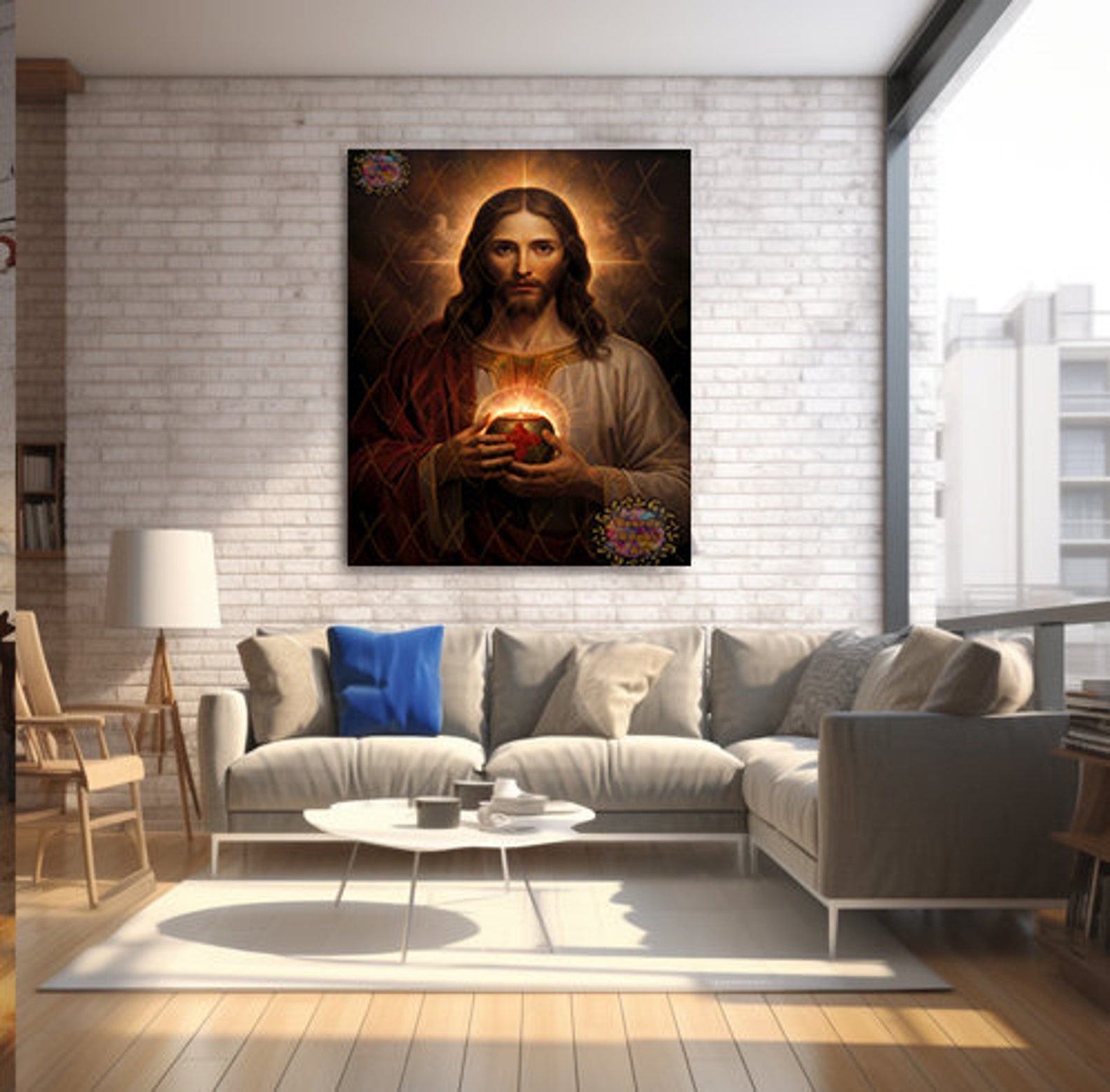 Jesus Christ Sacre Heart Poster, Jesus Christ Wall Art, Christian Wall ...