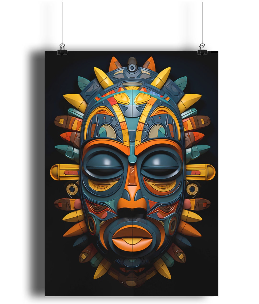 African Ceremonial Face Mask Poster, Afrocentric Art, African Tribal ...