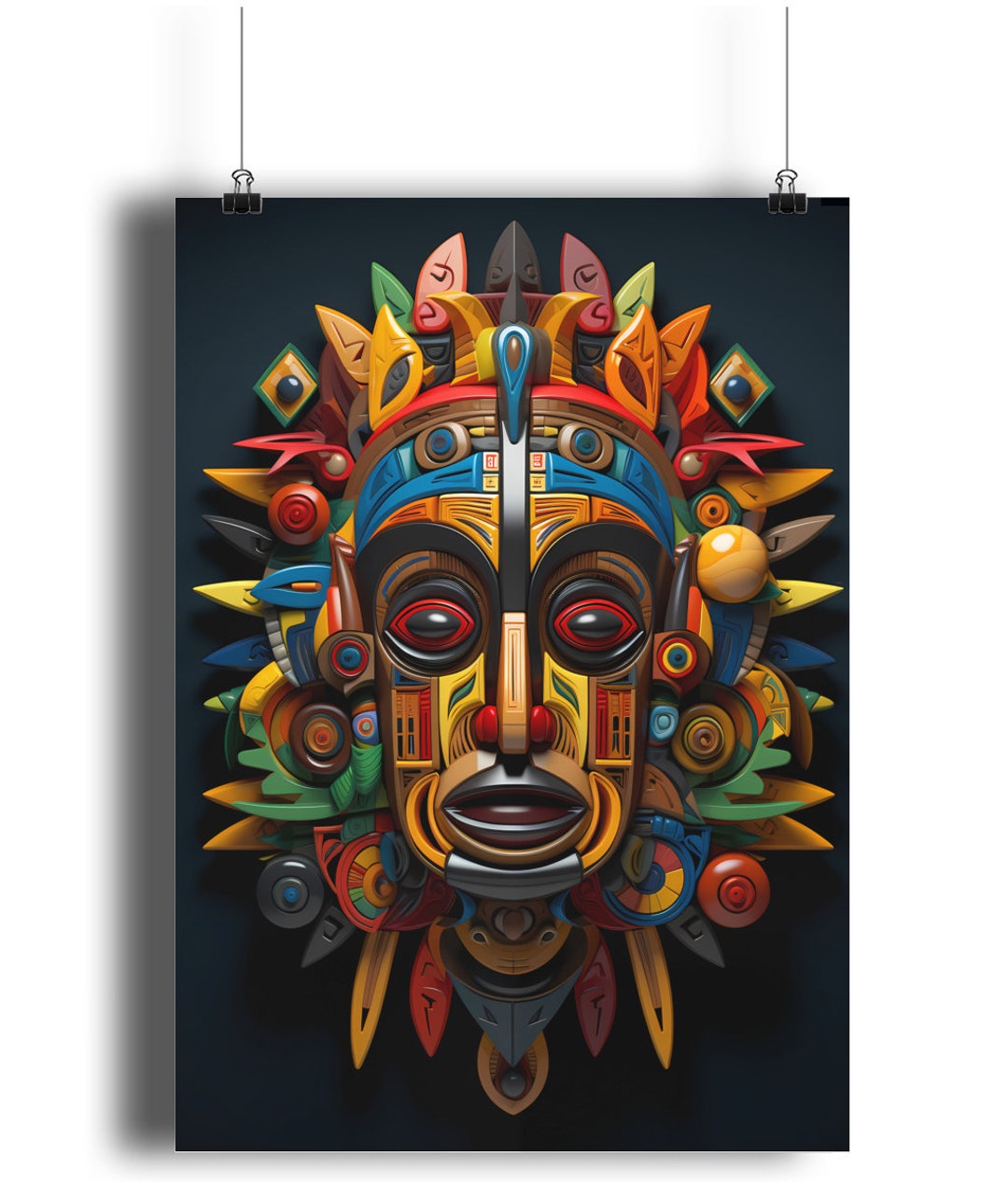 African Ceremonial Face Mask Poster, Afrocentric Art, African Tribal ...