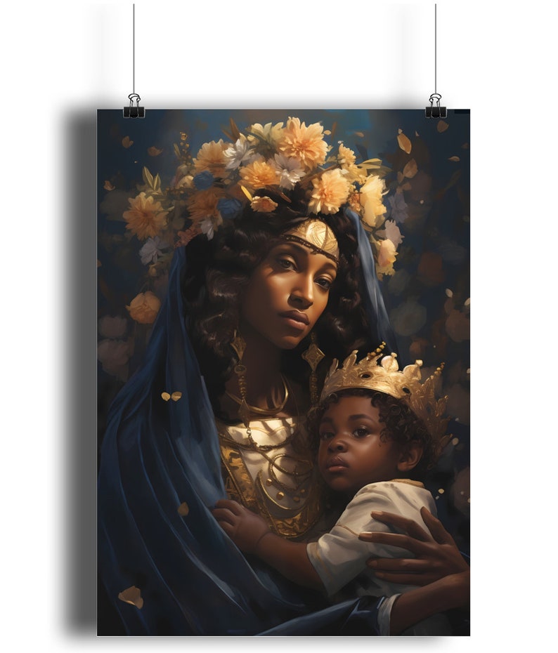 African American Virgin Mary Poster, Black Virgin Mary Wall Art, Black ...