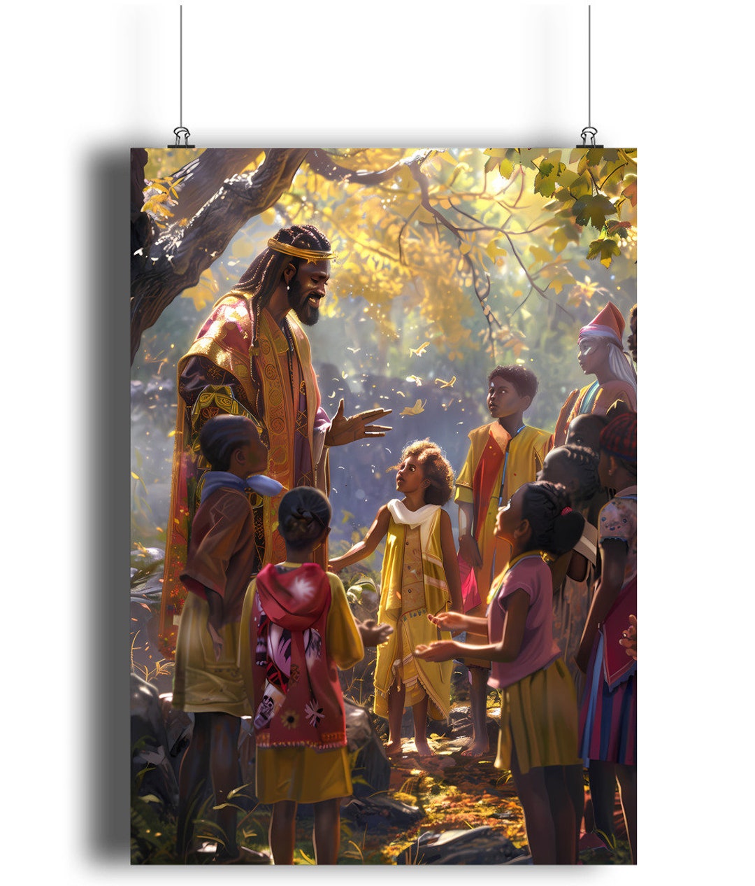 Black Jesus Teaching the Children Poster, Black Jesus Christ Wall Art ...