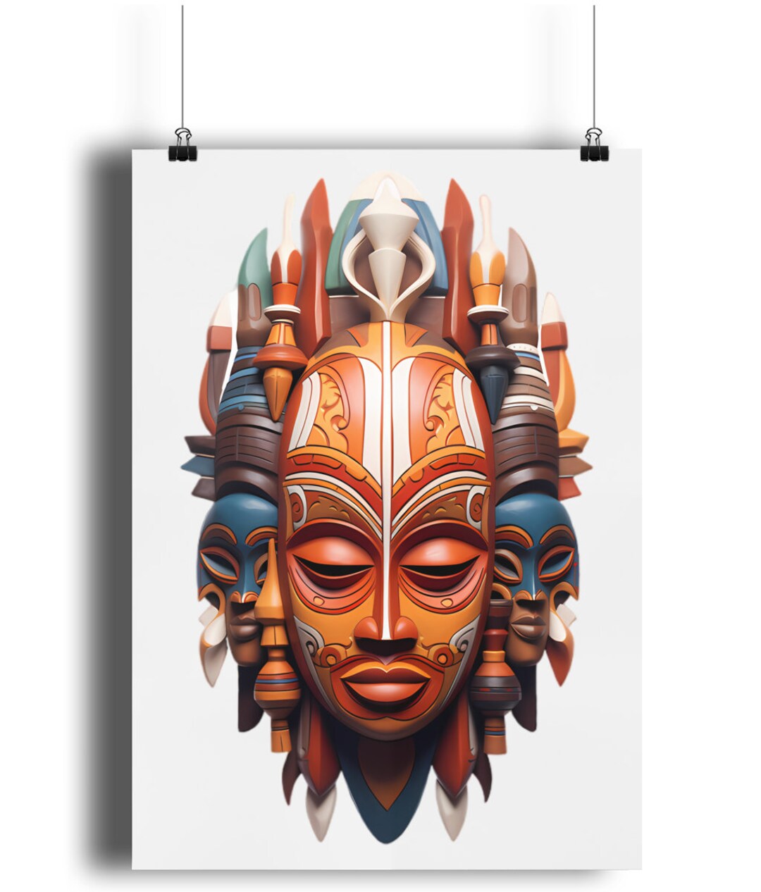 African Ceremonial Face Mask Poster, Afrocentric Art, African Tribal ...