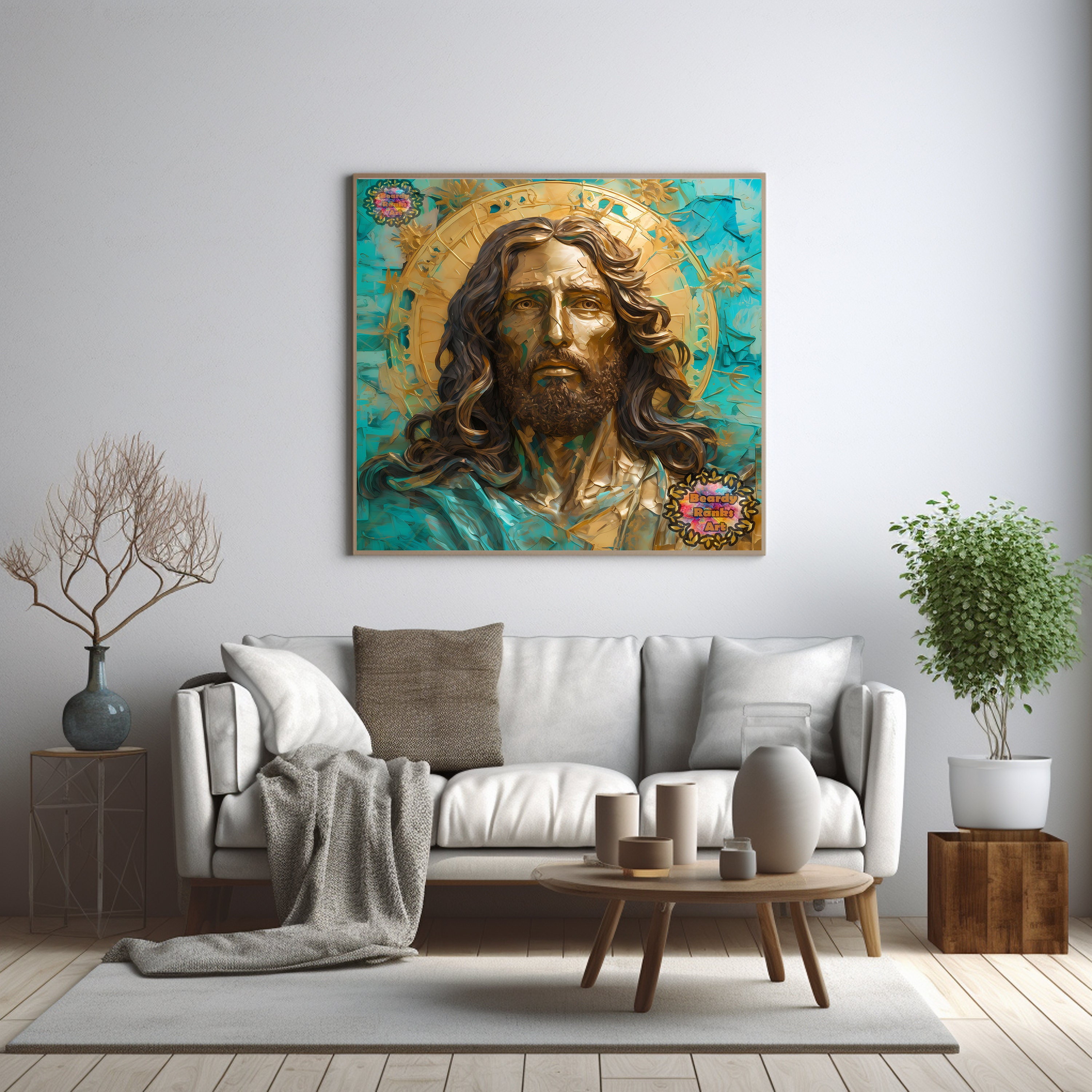 Jesus Christ Square Canvas Wall Art, Christian Wall Art, Jesus Wall ...